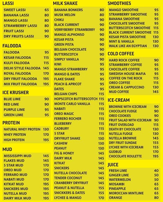 Menu of Smootheory, Kopar Khairane, Navi Mumbai