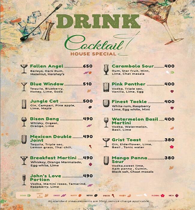 Menu of Down Town Diner, Brigade Road, Bangalore