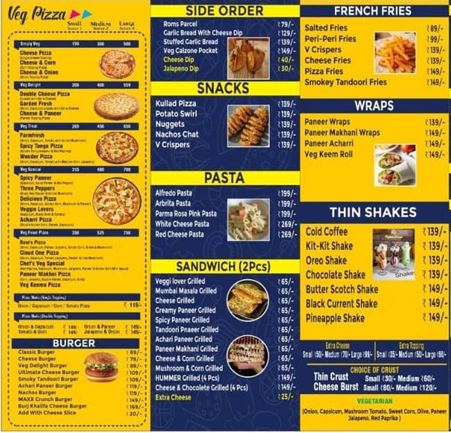 Menu of Roms Pizza & Cafe, Raj Nagar, Ghaziabad