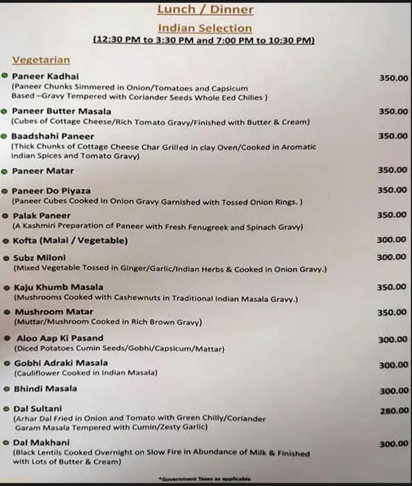 Menu at Relish Restaurant, Allahabad