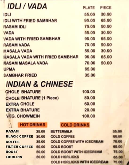 Menu at Kerala Cafe, Varanasi, B20/44