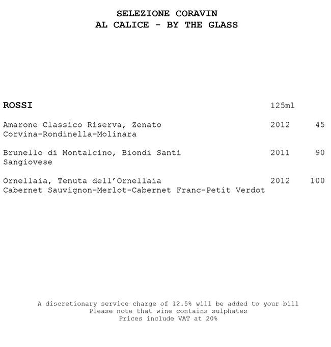 Menu at Sartoria pub & bar, London, 20 Savile Row