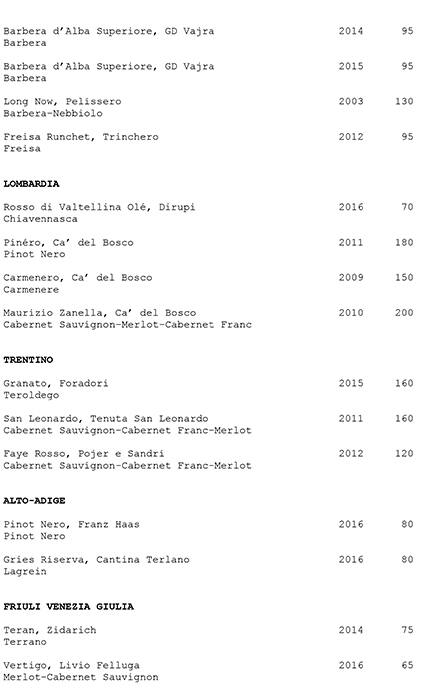 Menu at Sartoria pub & bar, London, 20 Savile Row