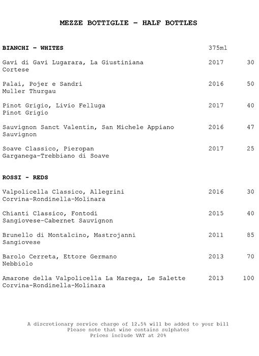 Menu at Sartoria pub & bar, London, 20 Savile Row