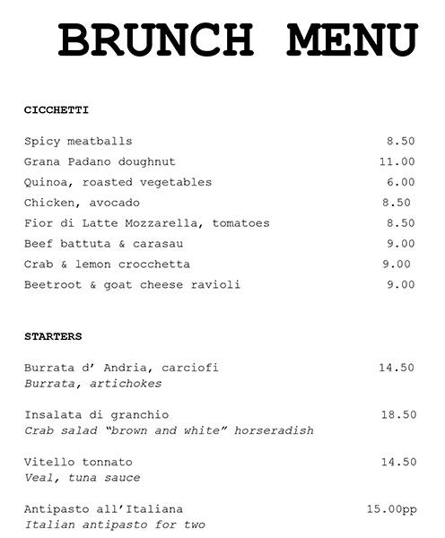 Menu at Sartoria pub & bar, London, 20 Savile Row