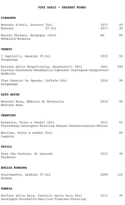 Menu at Sartoria pub & bar, London, 20 Savile Row