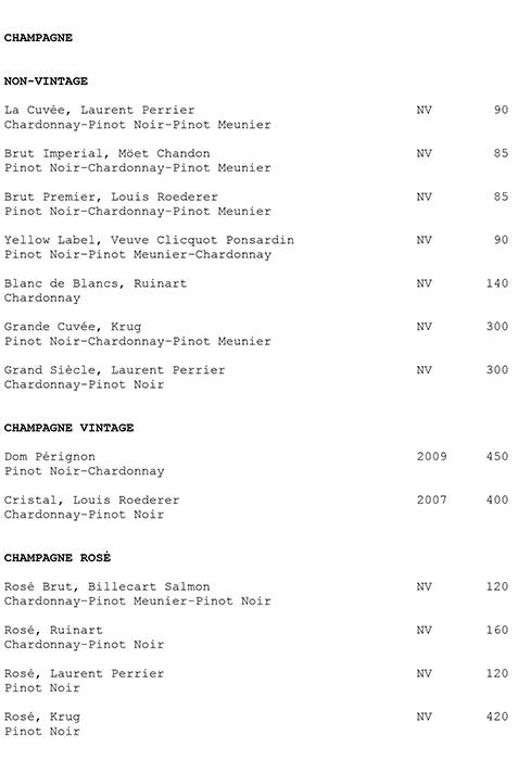 Menu at Sartoria pub & bar, London, 20 Savile Row