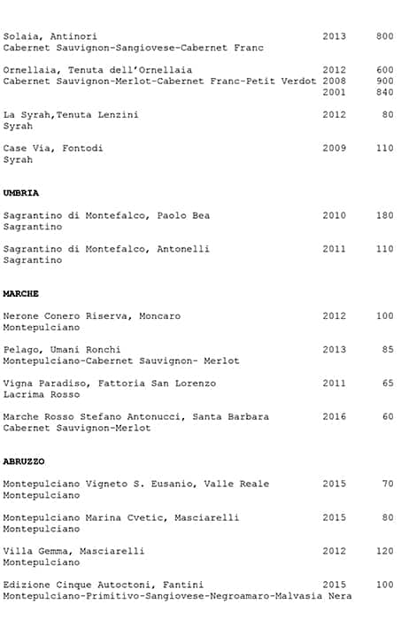 Menu at Sartoria pub & bar, London, 20 Savile Row