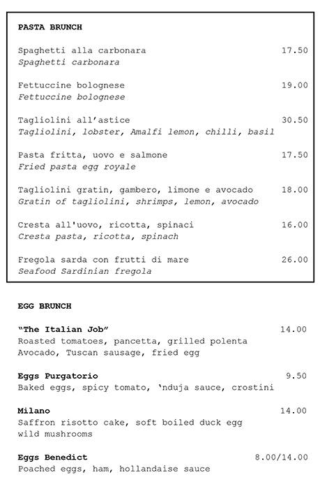 Menu at Sartoria pub & bar, London, 20 Savile Row