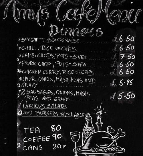 Menu at Amy's Cafe, Greenford