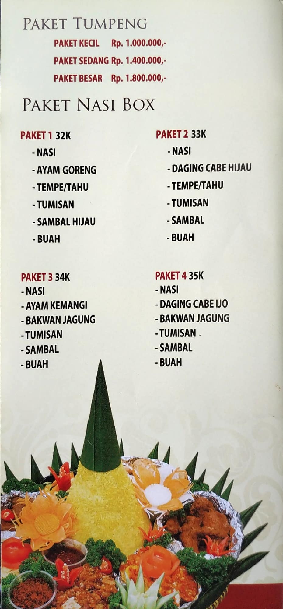 Menu at Pondok pa' sob restaurant, Jakarta, Jl.tanah abang I