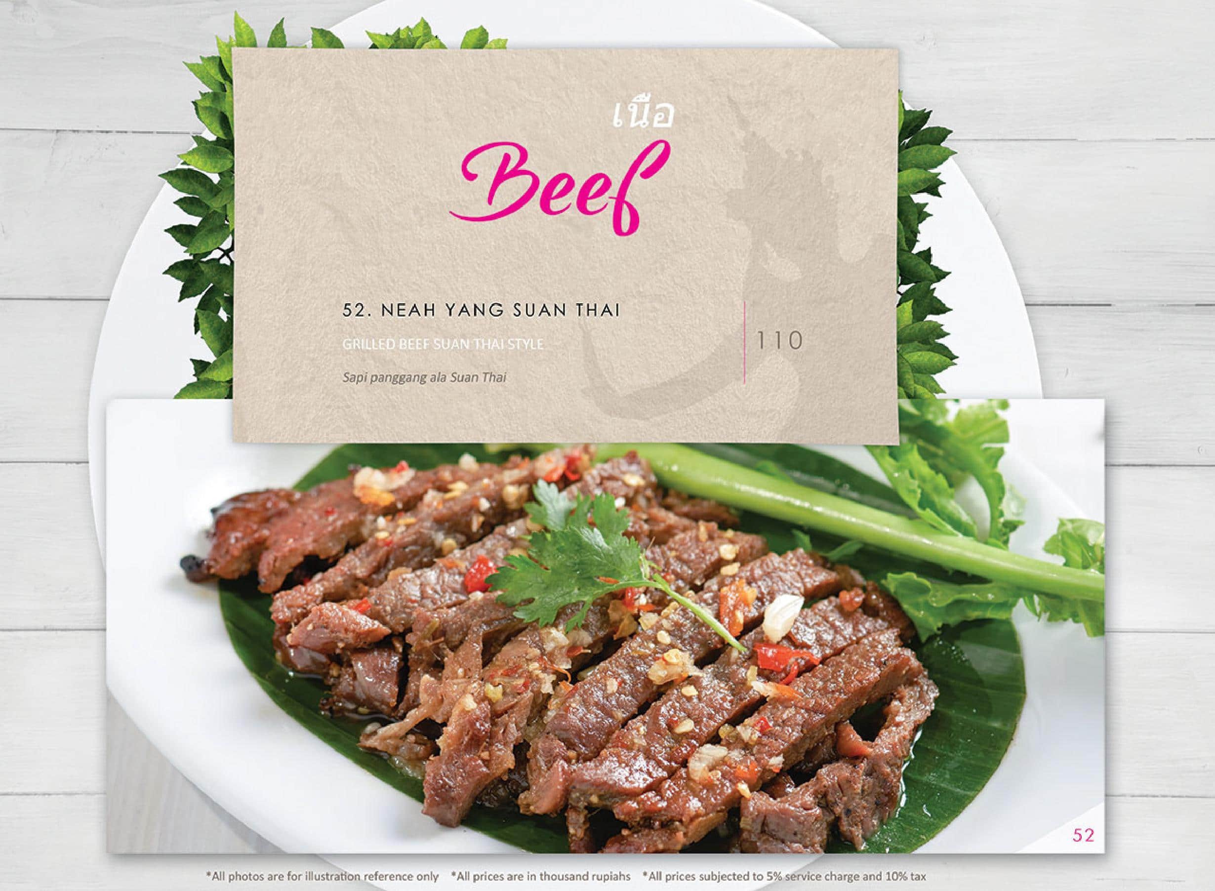 Menu at Suan Thai restaurant, Jakarta, Jl. Cideng Timur No.59