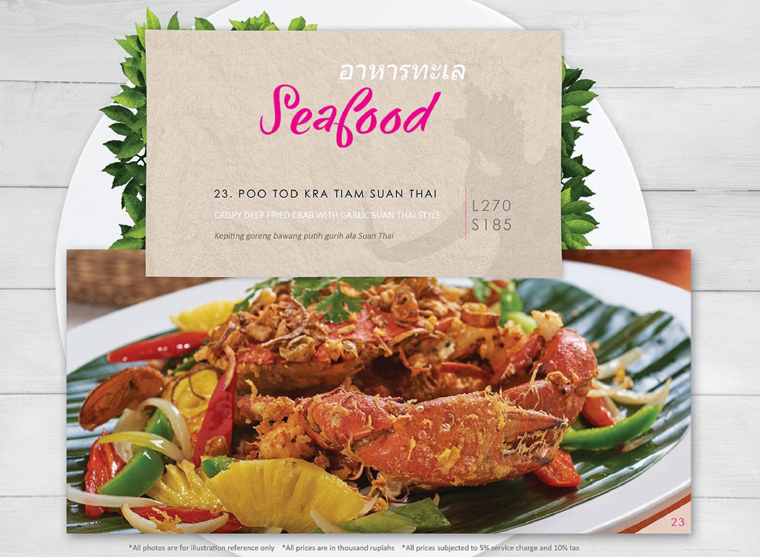 Menu at Suan Thai restaurant, Jakarta, Jl. Cideng Timur No.59