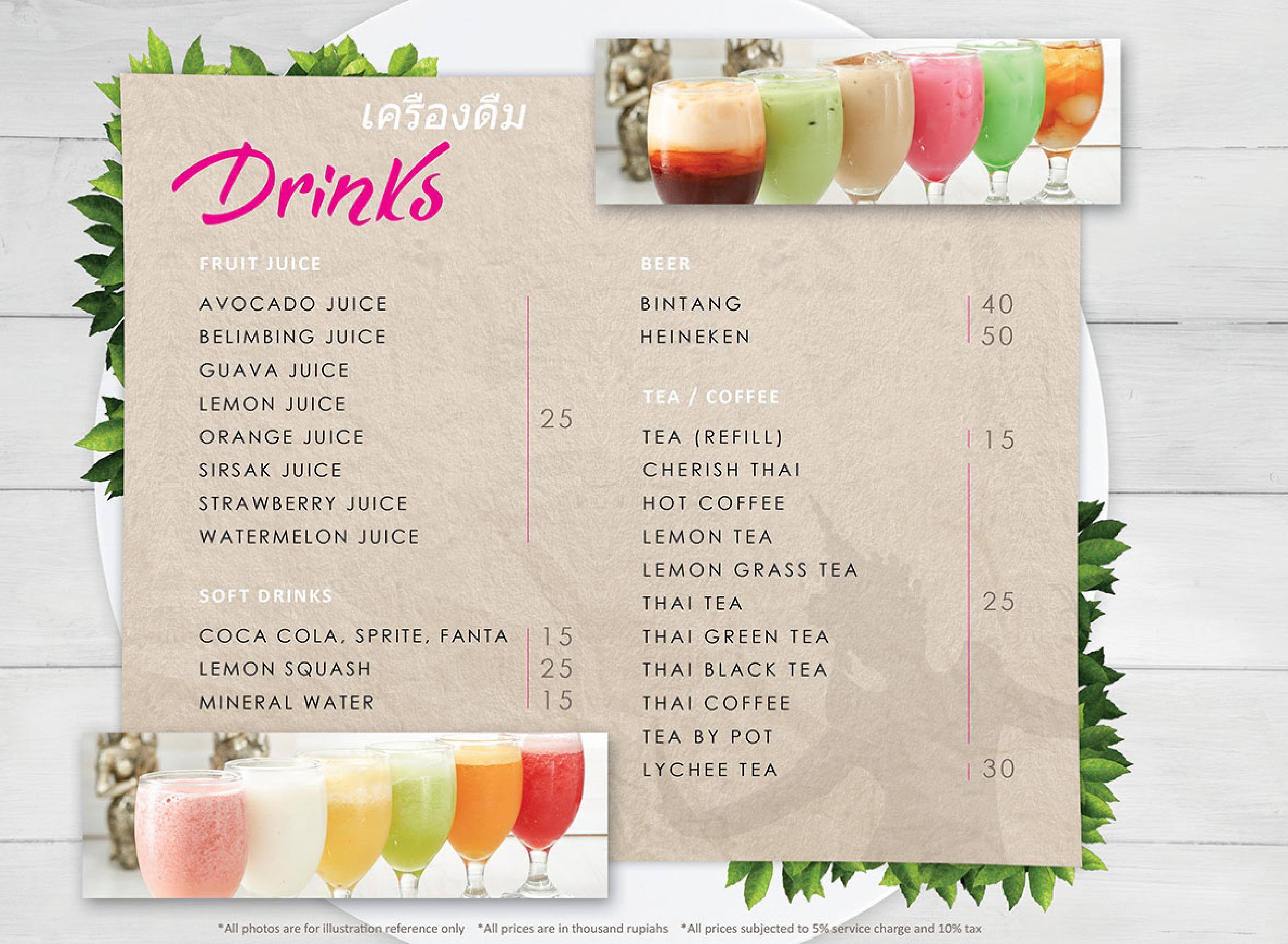 Menu at Suan Thai restaurant, Jakarta, Jl. Cideng Timur No.59