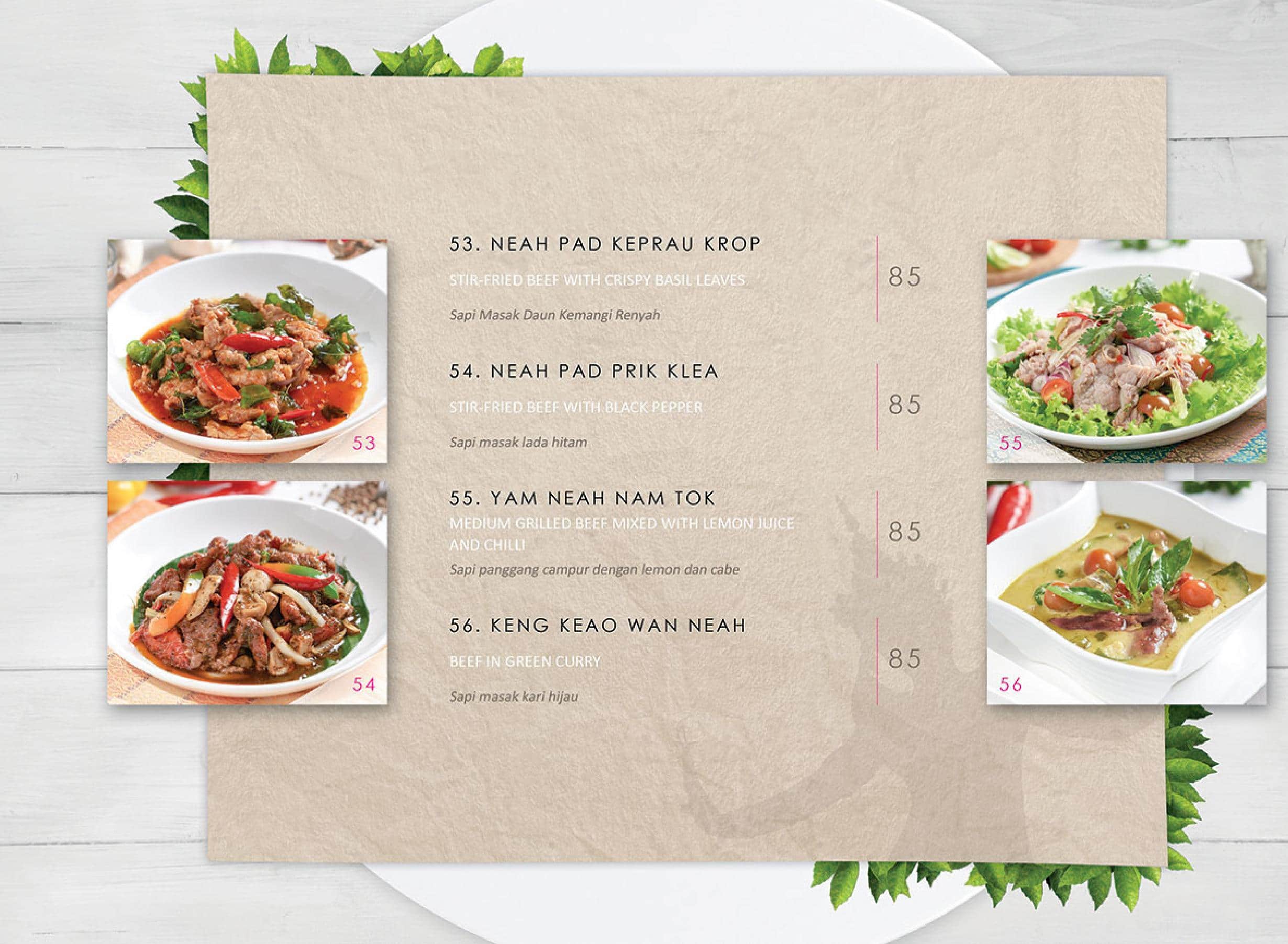 Menu at Suan Thai restaurant, Jakarta, Jl. Cideng Timur No.59