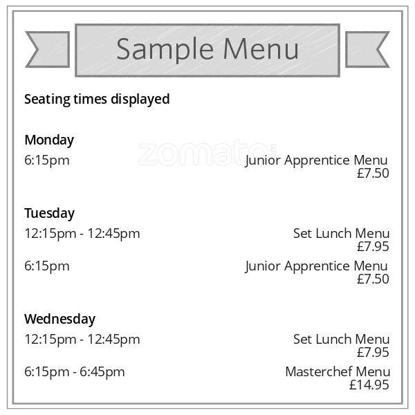 Menu at Apprentice Restaurant, Edinburgh