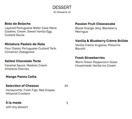 Menu at Flor de Sal Restaurant, Toronto