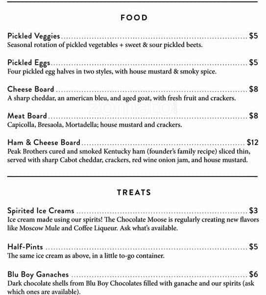 Menu at Cardinal Spirits pub & bar, Bloomington