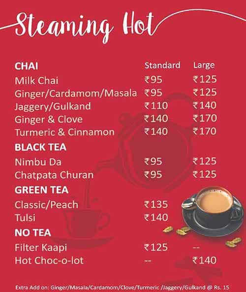 Menu at Tata Cha Now Qmin, Bengaluru, The Market Place