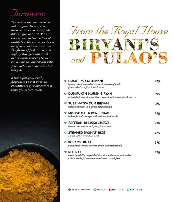 Menu at Destination 72, Mumbai