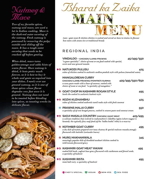 Menu at Destination 72, Mumbai