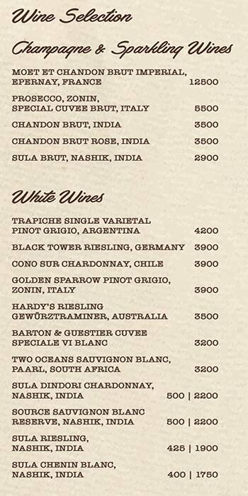 Menu at Destination 72, Mumbai