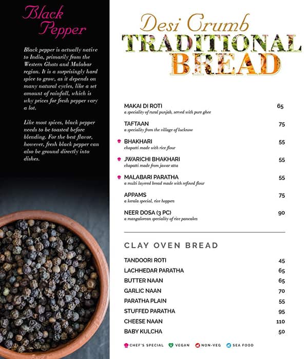 Menu at Destination 72, Mumbai