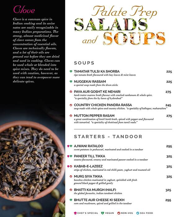 Menu at Destination 72, Mumbai