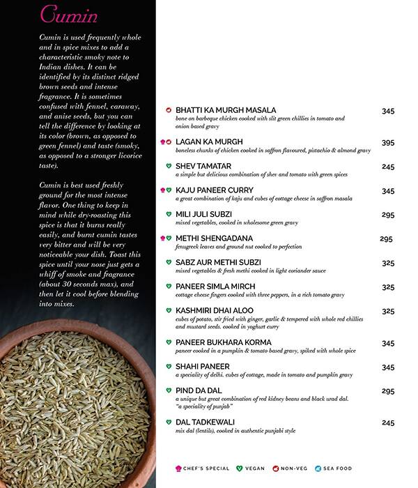 Menu at Destination 72, Mumbai