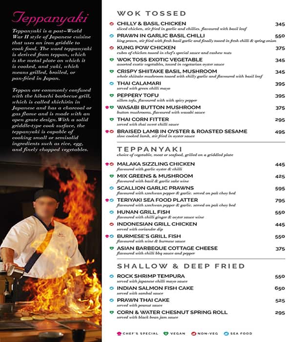 Menu at Destination 72, Mumbai