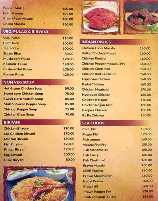 Menu of Ruchi Kabab, Saligramam, Chennai