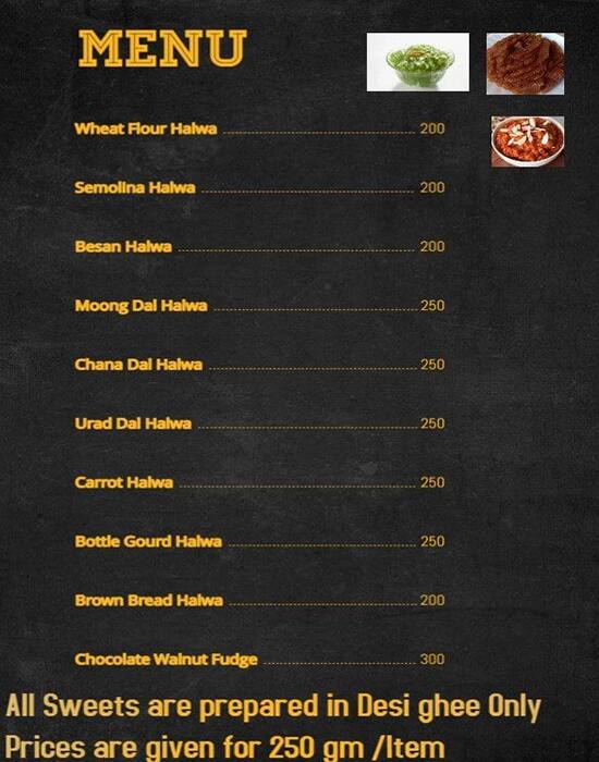 Menu of Sweet Brick, Undri, Pune