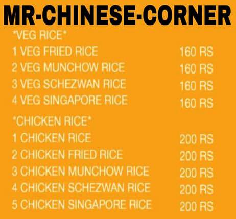 Menu of Mr. Chinese Corner, Pimple Saudagar, Pune