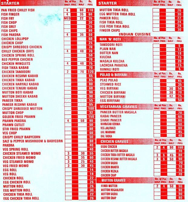 Menu at Bay Leaf, Kolkata, 116