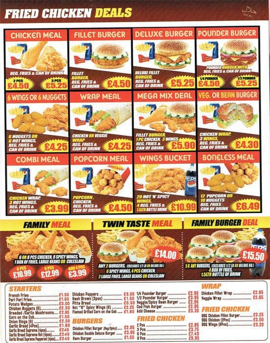 Menu at Boston Peri Peri Chicken restaurant, Harrow, 263 Preston Rd