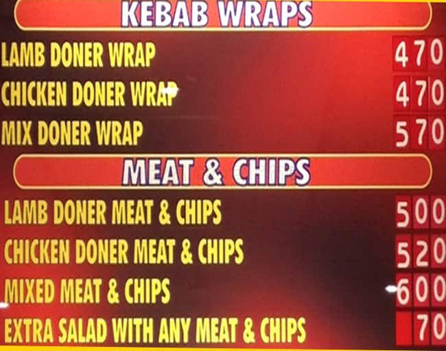 Menu at Kebab Express fast food, Thornton Heath, 44 Brigstock Rd