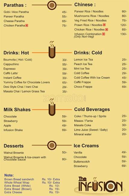 Menu at The Infusion, Pune, Shop 13