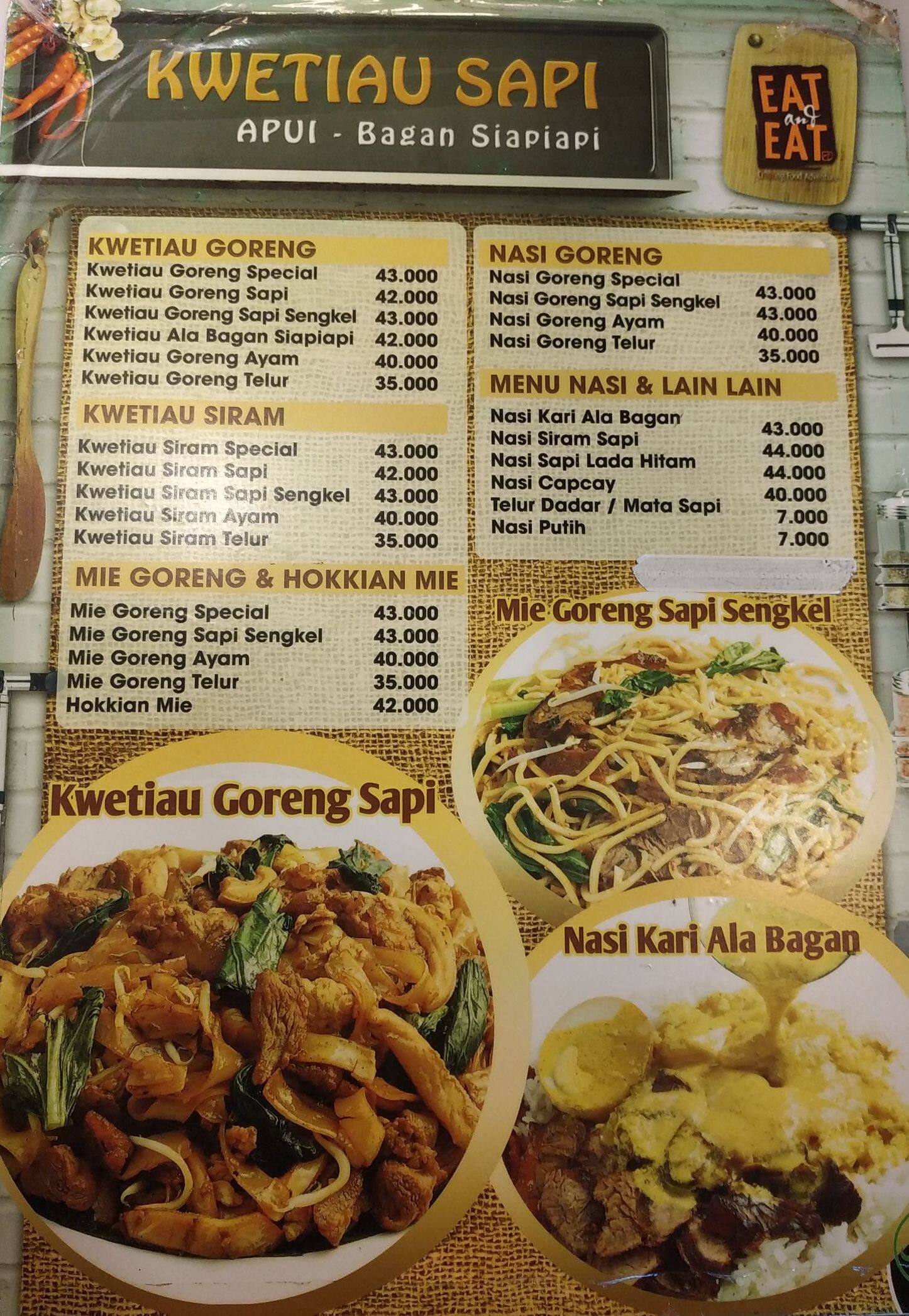 Menu at Kwetiau Sapi, South Jakarta, Eat and Eat Pejaten Village Lantai ...