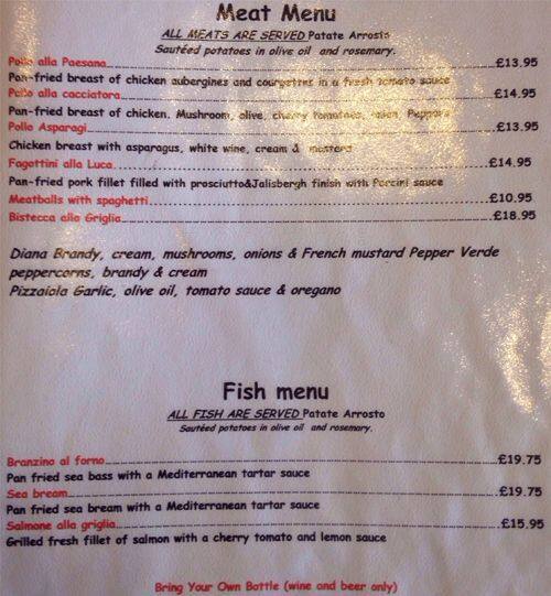 Menu At Cafe Artista Edinburgh