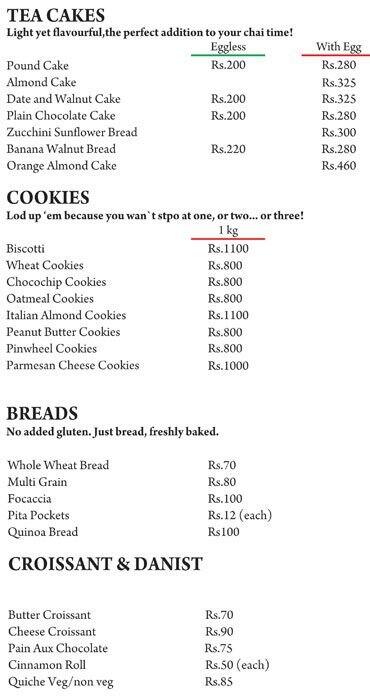 Menu at The Bake Station, Mumbai