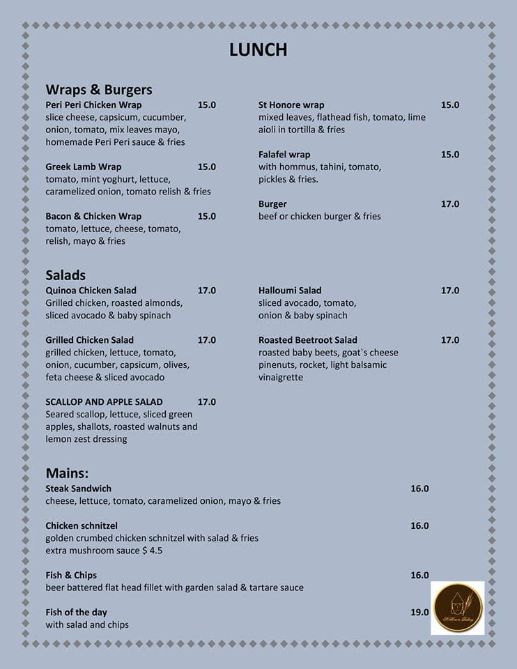 Menu at St.Honore Bakery North Sydney, North Sydney, 2/40 Miller St