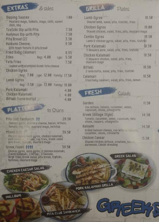 Menu at Greek Street Grill fast food, Surfers Paradise, Shop T105