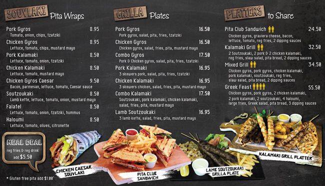 Menu at Greek Street Grill restaurant, Broadbeach, 2 Hooker Blvd