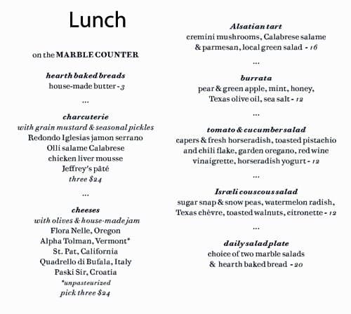 Menu at Josephine House pub & bar, Austin