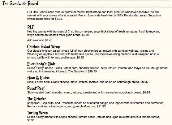 Menu at Everybody's American Cookhouse pub & bar, Port Orchard