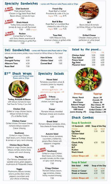 Menu at Sebastian Sandwich Shack restaurant, Sebastian, 428 US-1