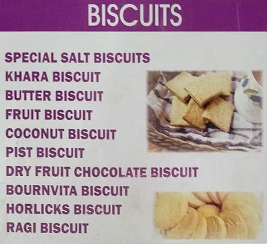 Menu at Sridevi Bakery, Bengaluru, 2