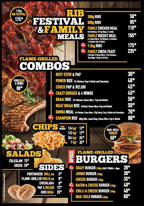 Speisekarte von Chesa Nyama, Durban, 55 Bertha MKhize Street