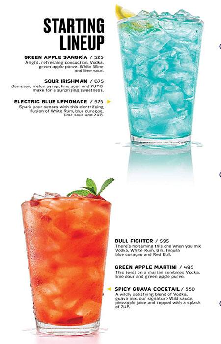 Menu at Buffalo wind wings, Gachibowli, Hyderabad