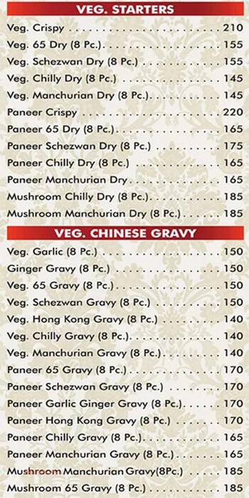 Menu at Food Way, Bhubaneswar